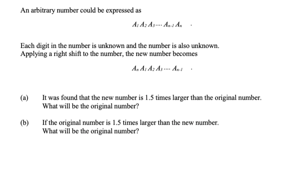 Solved An arbitrary number could be expressed as A1 A2 | Chegg.com