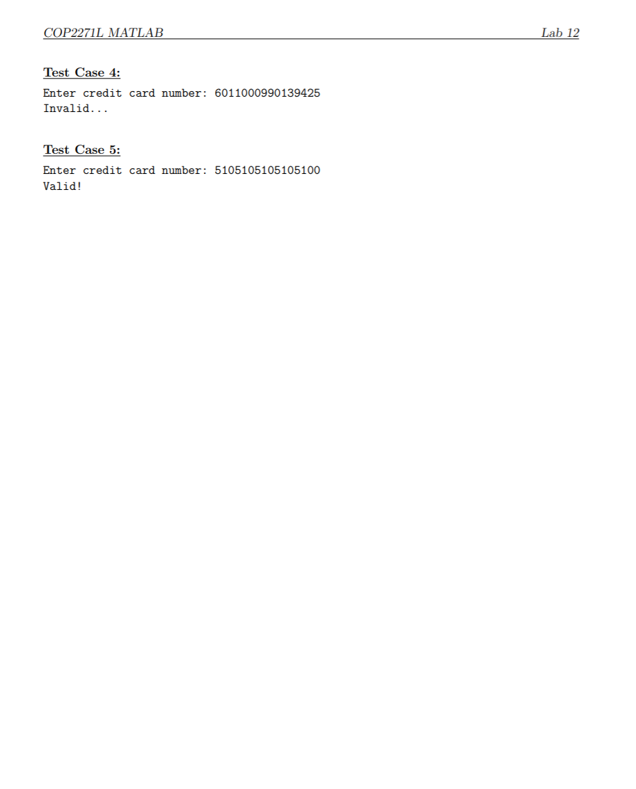 Solved COP 221IL MATLAB Lab Activity C All credit cards, | Chegg.com