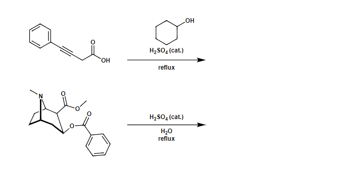 Solved ОН ai H2SO4 (cat.) OH reflux these H2SO4 (cat.) H2O | Chegg.com