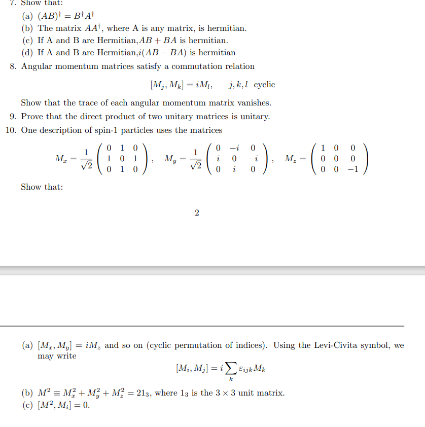 Solved 7. Show that: (a) (AB) = BTA (b) The matrix AAT, | Chegg.com