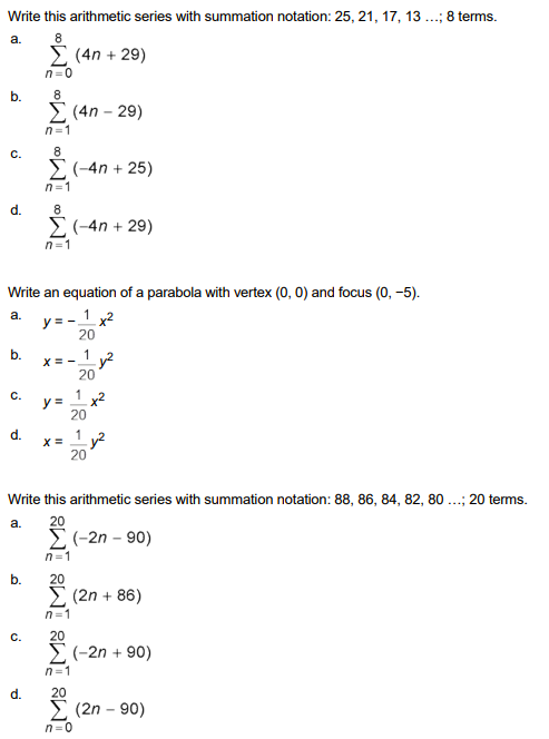 Solved Write this arithmetic series with summation notation: | Chegg.com