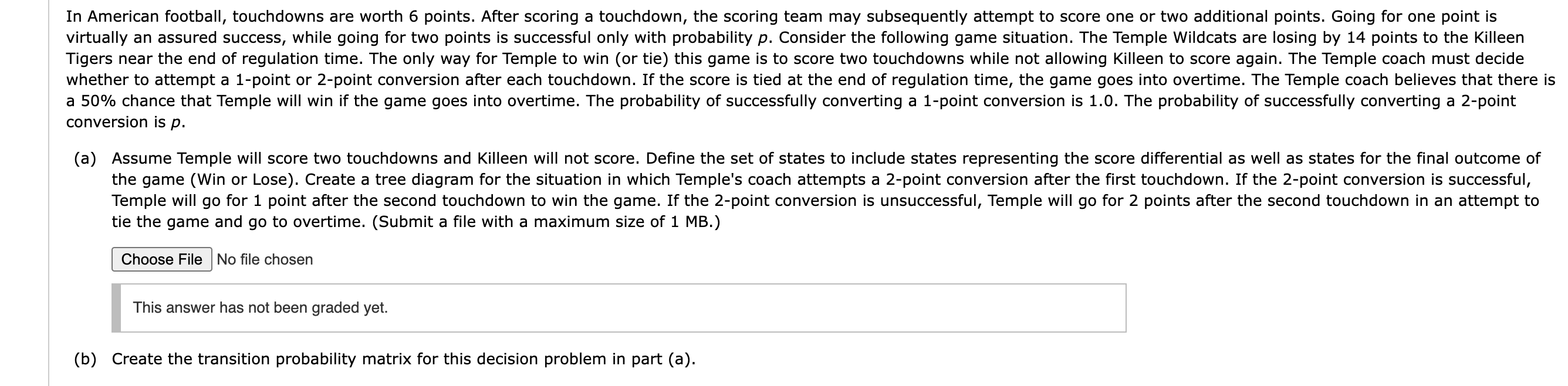 Solved In American football, touchdowns are worth 6 points. | Chegg.com