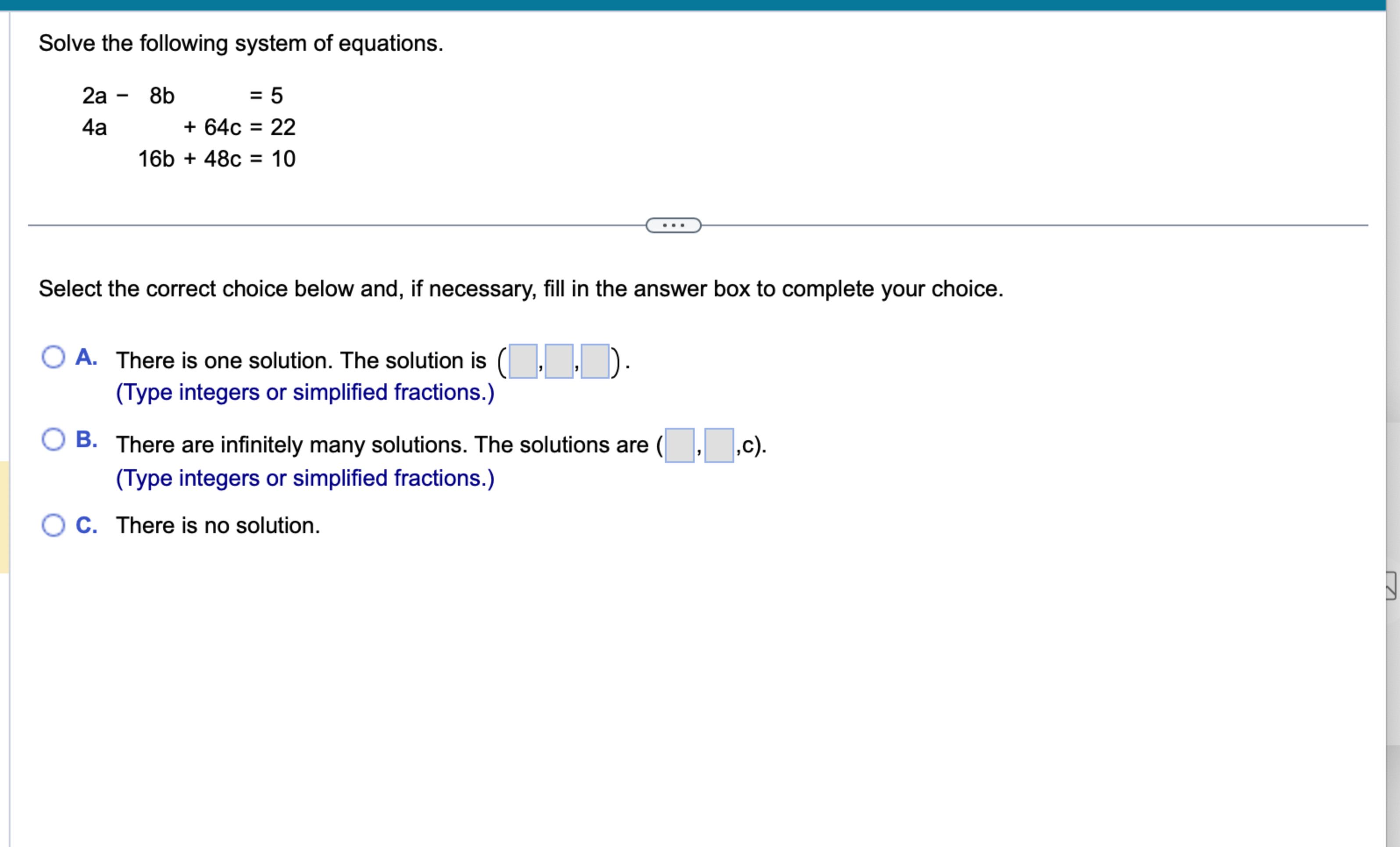 Solved Solve the following system of | Chegg.com