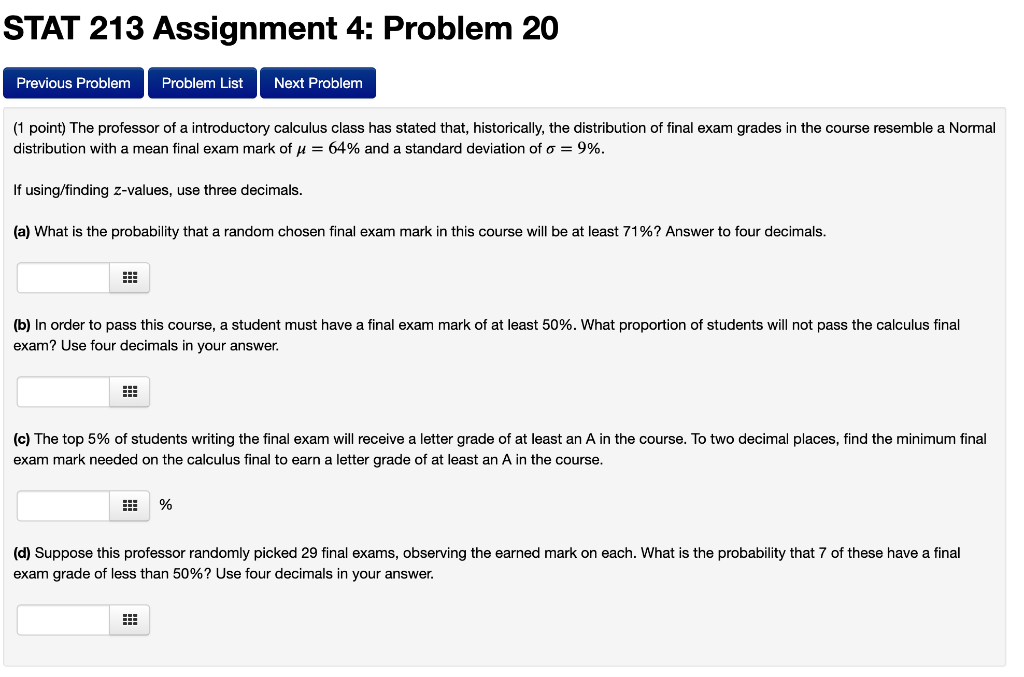 Solved Stat 213 Assignment 4 Problem 20 Previous Problem