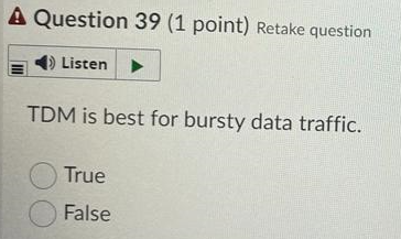 Solved A Question 39 (1 point) Retake question Listen TDM is | Chegg.com