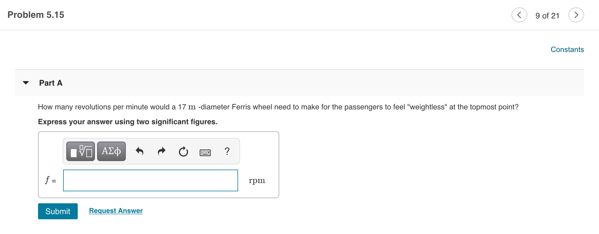 Solved Problem 5.15 > 9 of 21 Constants Part A How many | Chegg.com