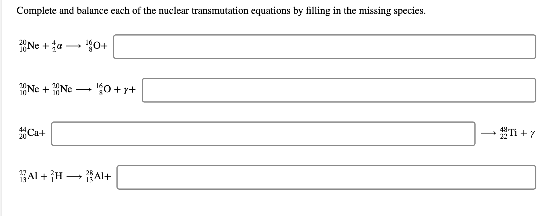 Solved Complete and balance each of the nuclear | Chegg.com