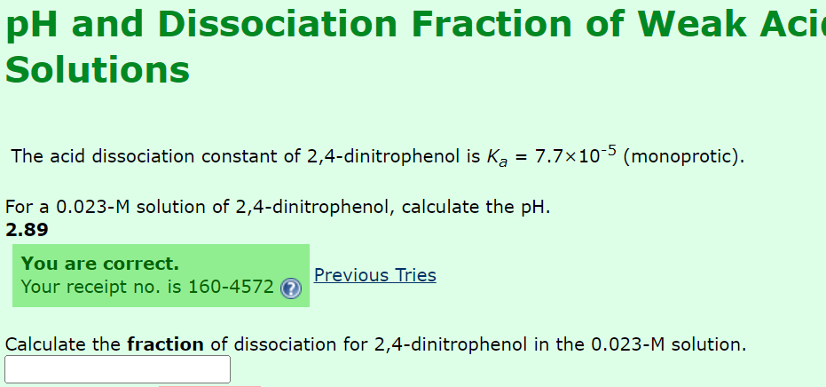 Solved pH and Dissociation Fraction of Weak Aci Solutions | Chegg.com