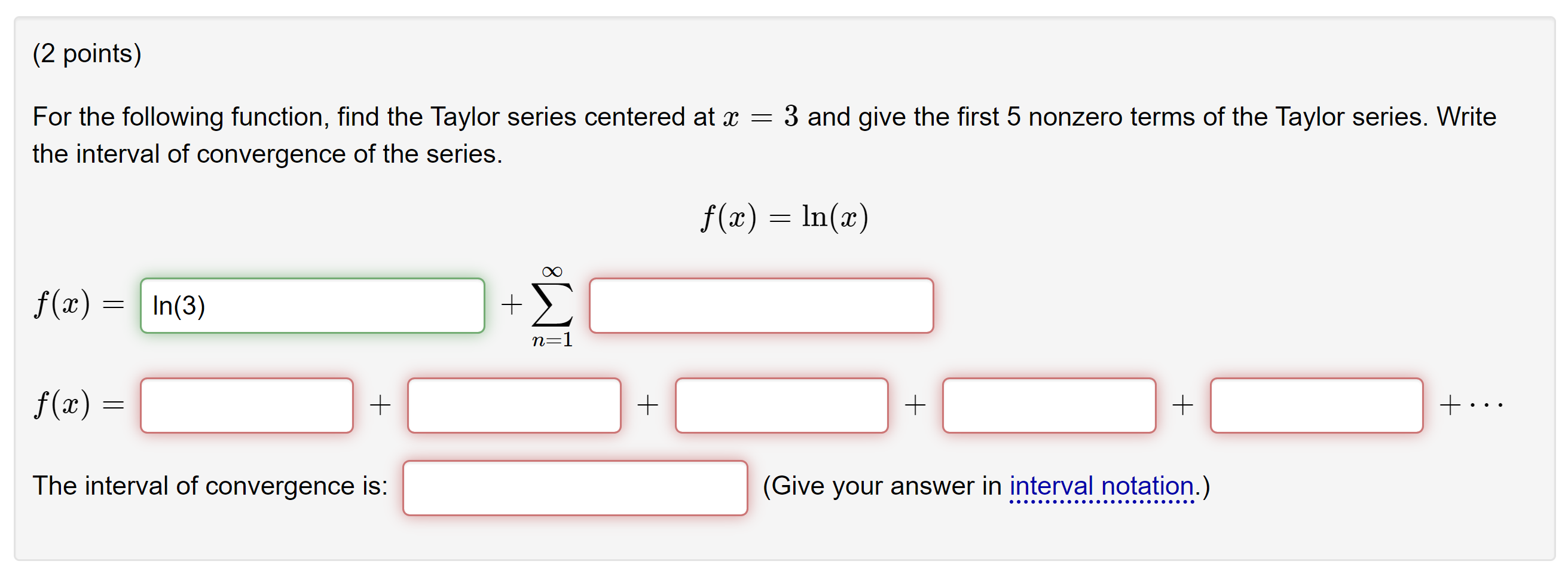 Solved (2 points) For the following function, find the | Chegg.com