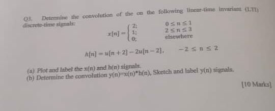 Solved Q3. Detennine the convolution of the on the following | Chegg.com