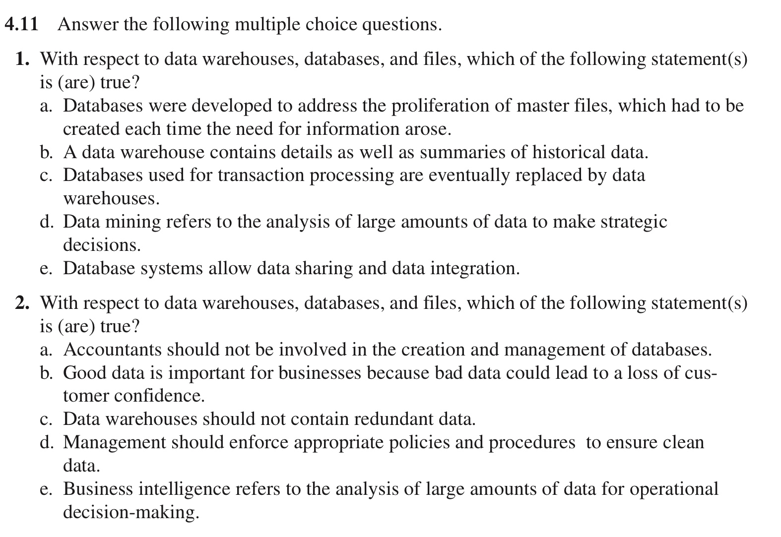 Solved 3. With respect to data warehouses, databases, and | Chegg.com