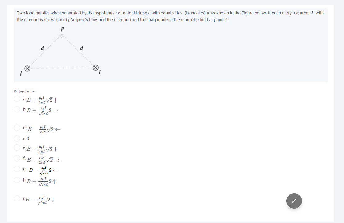 Solved Two long parallel wires separated by the hypotenuse | Chegg.com