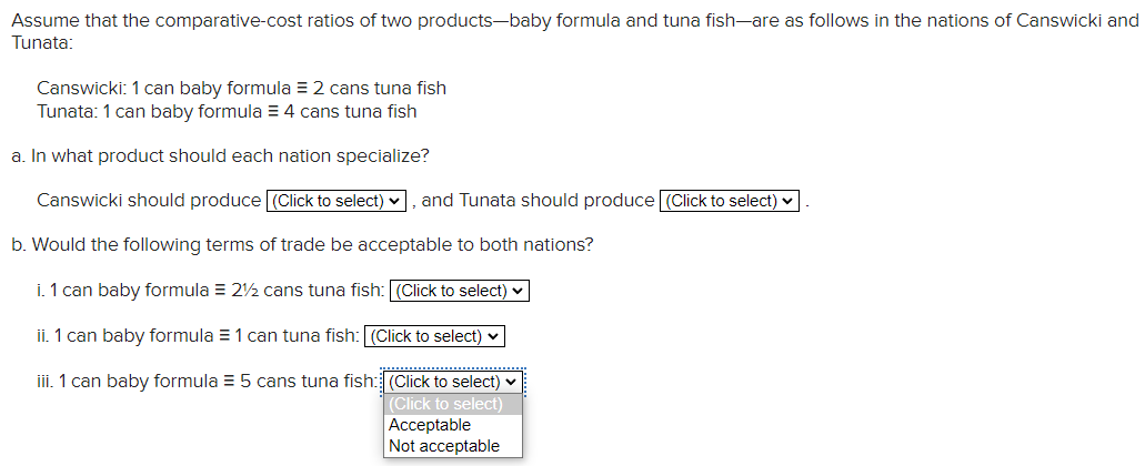 Solved Assume that the comparative-cost ratios of two | Chegg.com