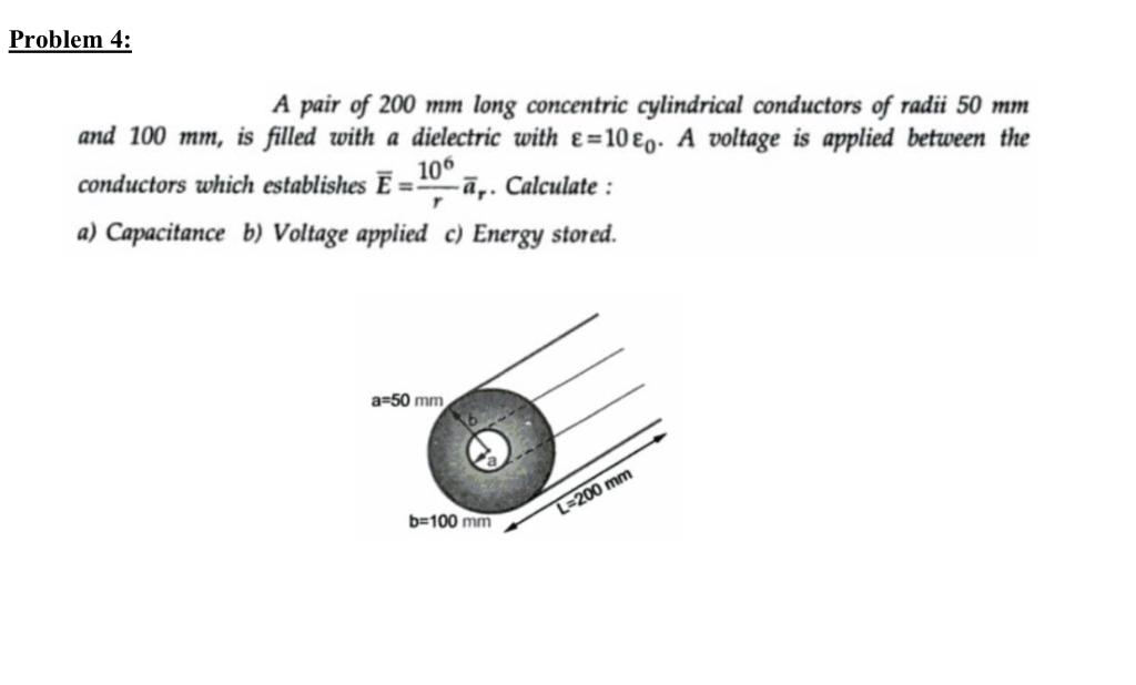 Solved A pair of 200 mm long concentric cylindrical | Chegg.com