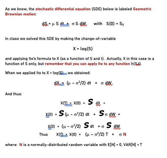 As we know, the stochastic differential equation | Chegg.com