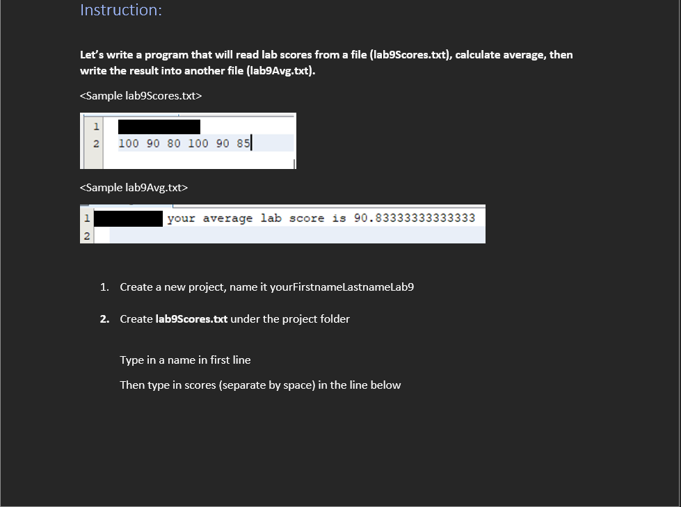 Solved Instruction: Let's write a program that will read lab | Chegg.com