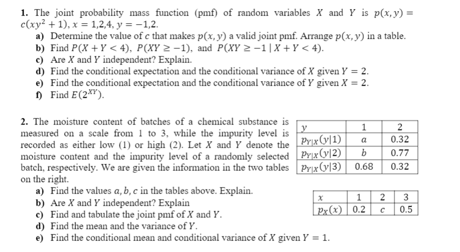 Solved 1. The joint probability mass function (pmf) of | Chegg.com