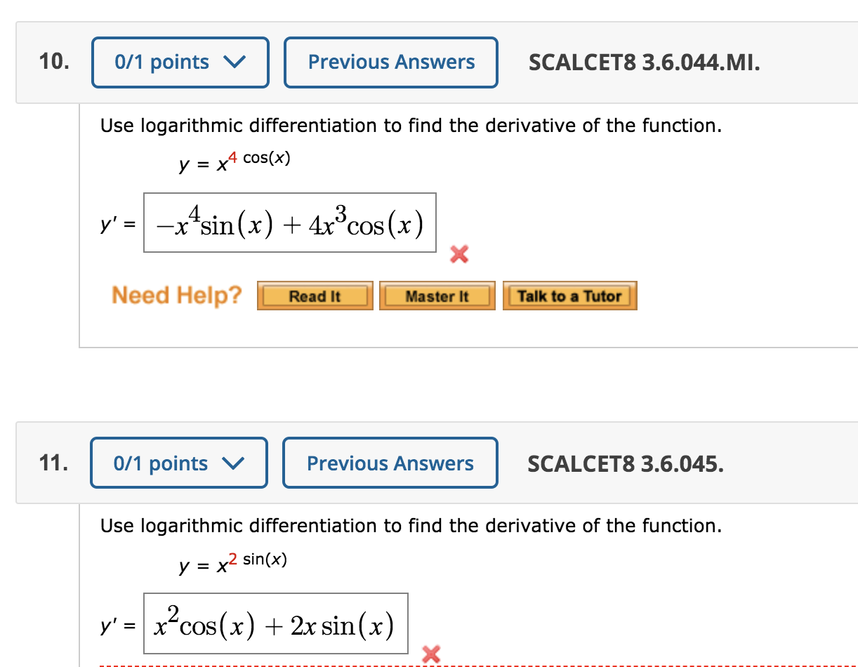 Solved 0/1 points v Previous Answers SCALCET8 3.6.044.MI. | Chegg.com