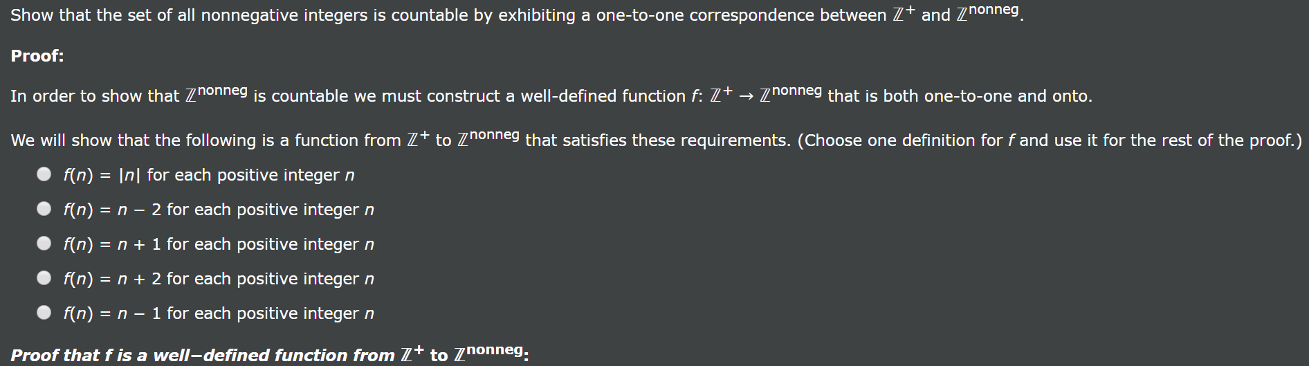 Solved Show that the set of all nonnegative integers is | Chegg.com