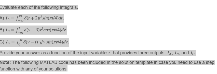 Solved Evaluate each of the following integrals. A) | Chegg.com