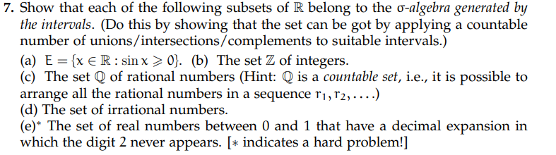 Solved Show that each of the following subsets of R belong | Chegg.com
