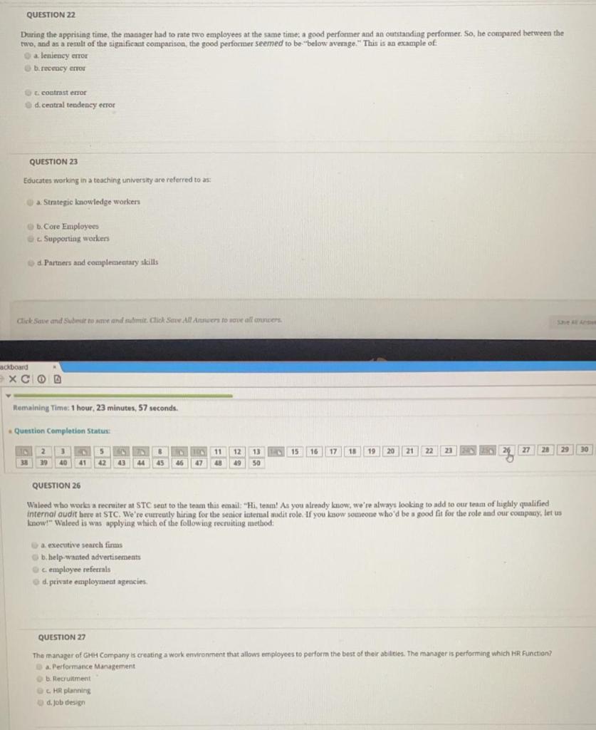 Solved QUESTION 22 During the apprising time, the manager | Chegg.com