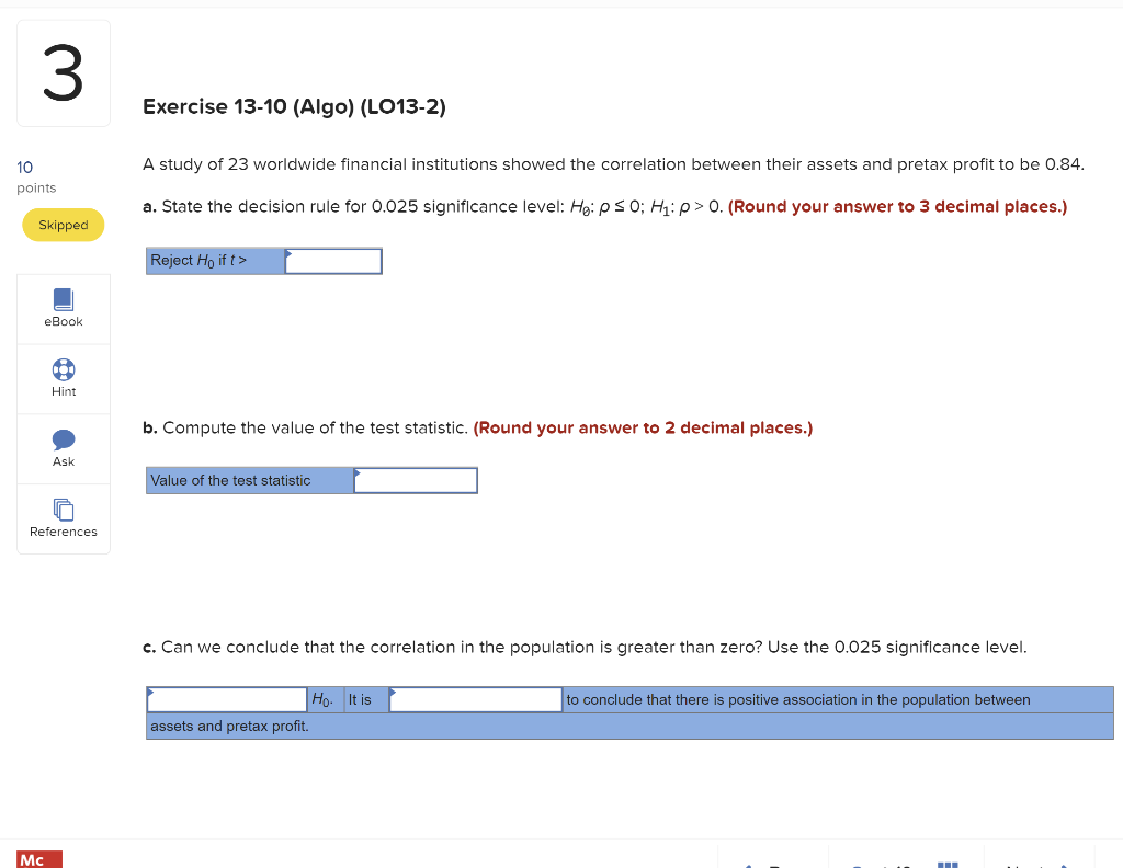 Solved 3 Exercise 13-10 (Algo) (LO13-2) A study of 23 | Chegg.com