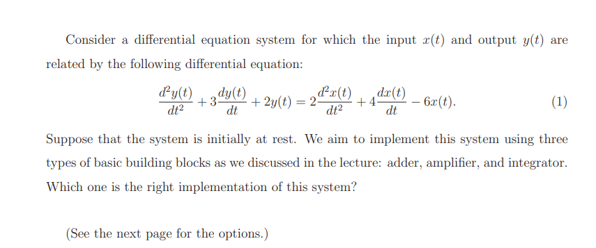Solved Consider a differential equation system for which the | Chegg.com