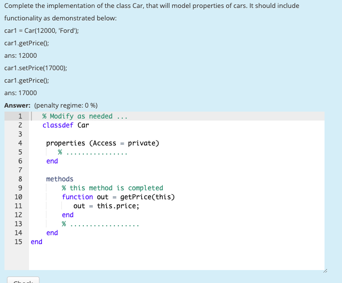 Solved Complete the implementation of the class Car, that | Chegg.com