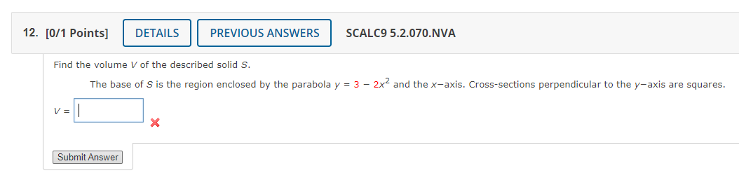 Solved 12. [0/1 Points] DETAILS PREVIOUS ANSWERS SCALC9 | Chegg.com