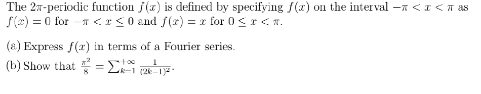 Solved The 2π-periodic function f(x) is defined by | Chegg.com