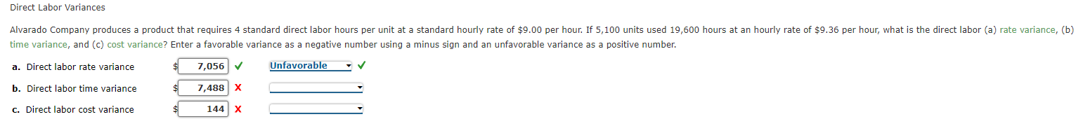 Solved time variance, and (c) cost variance? Enter a | Chegg.com