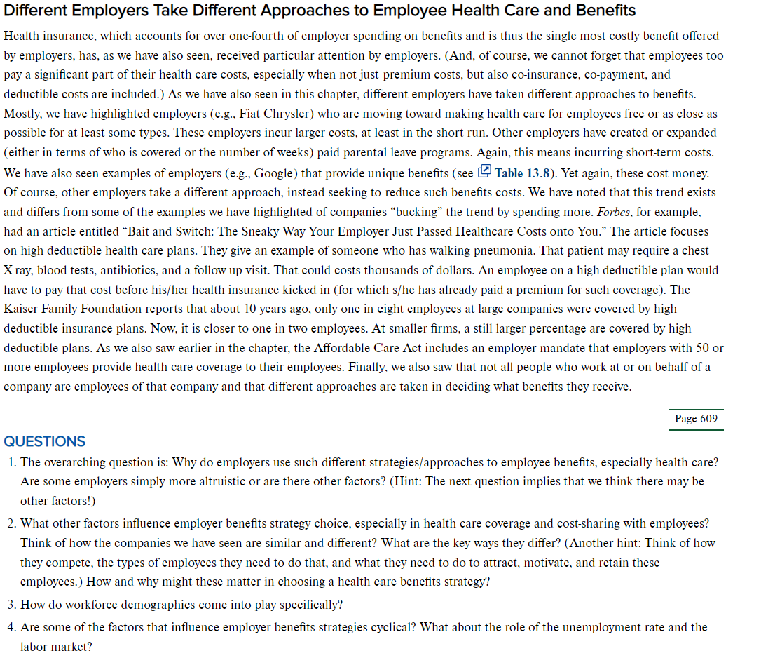 Different Employers Take Different Approaches to | Chegg.com