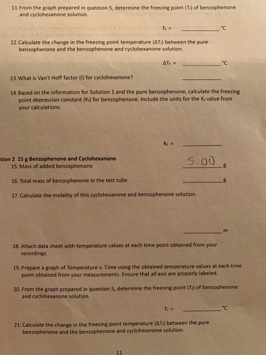 Solved Freezing Point of Pure Benzophenone 0.008 1. Mass of | Chegg.com