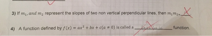 Solved 3) lf m1, and m2 represent the slopes of two non | Chegg.com