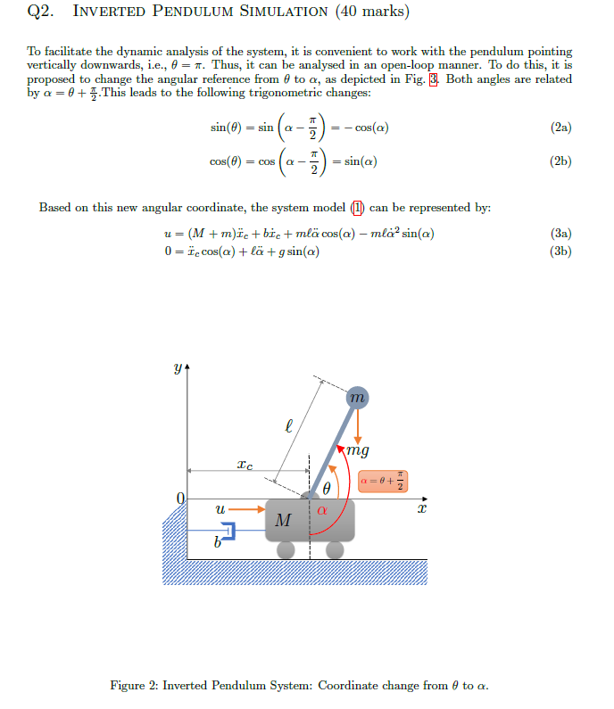 Solved Q2 Inverted Pendulum Simulation 40 Marks To 