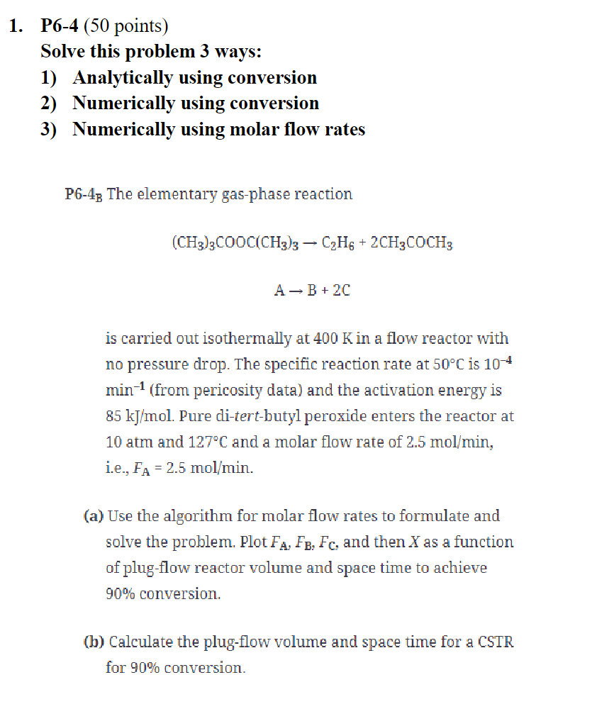 Solved P6-4B ﻿The elementary gas-phase | Chegg.com