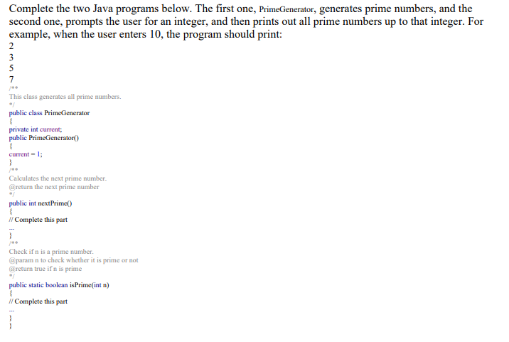 Solved Complete the two Java programs below. The first one, | Chegg.com