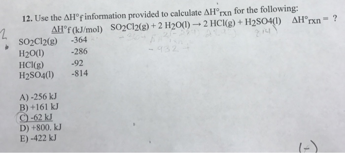 Solved Use the Delta H degree_f information provided to | Chegg.com