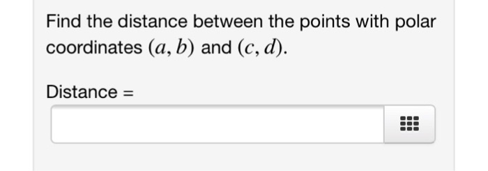 Solved Find the distance between the points with polar | Chegg.com