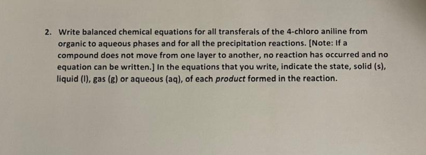 Solved 2. Write balanced chemical equations for all | Chegg.com