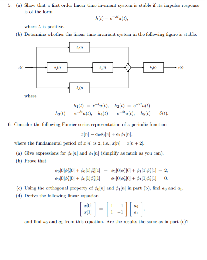 Solved 5. (a) Show that a first-order linear time-invariant | Chegg.com