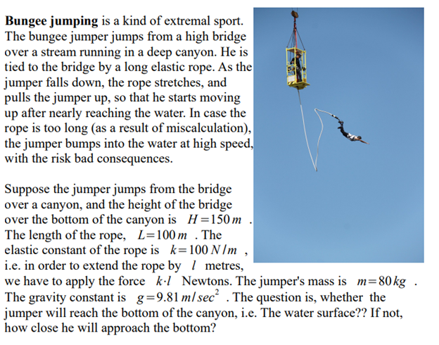 Solved Bungee jumping is a kind of extremal sport. The | Chegg.com