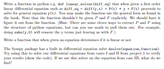 Write a function in python c.g. def linear_solver | Chegg.com