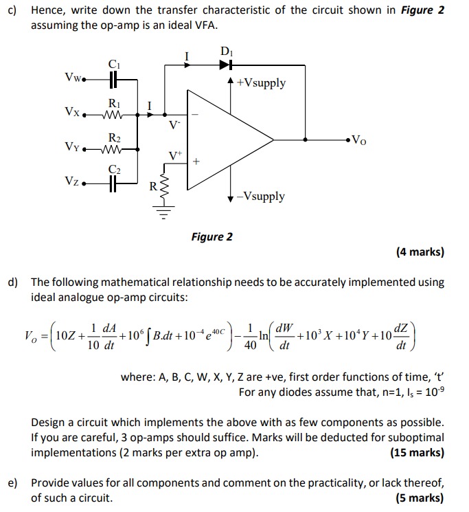 Solved c) ﻿Hence, write down the transfer characteristic of | Chegg.com