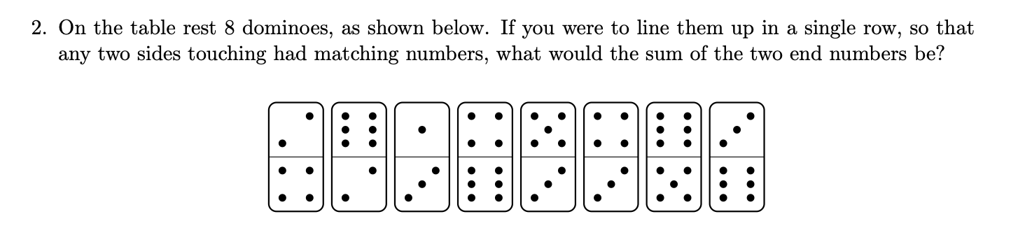Solved 2. On the table rest 8 dominoes, as shown below. If | Chegg.com