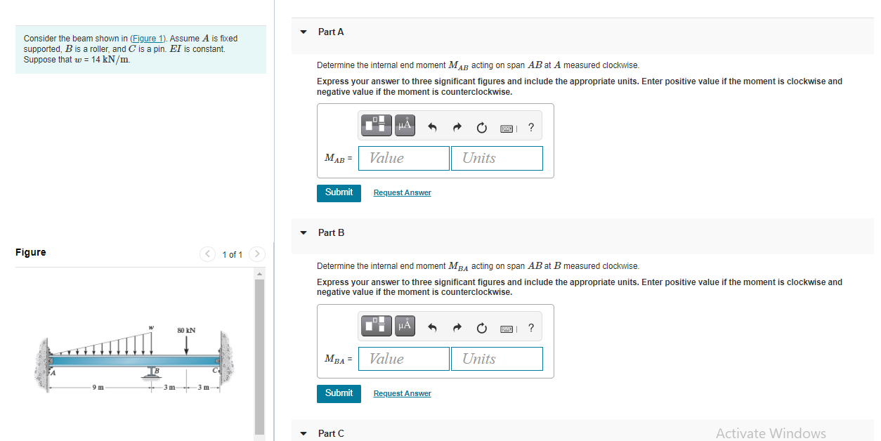 Solved Part A Consider the beam shown in (Figure 1). Assume | Chegg.com