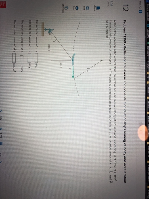 Solved 12 Problem 11.169 Radial and transverse components, | Chegg.com