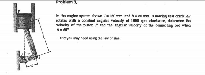 Solved Problem 3 In the engine system shown 1-160 mm and b | Chegg.com