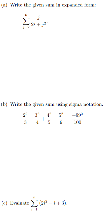 Solved A Write The Given Sum In Expanded Form 